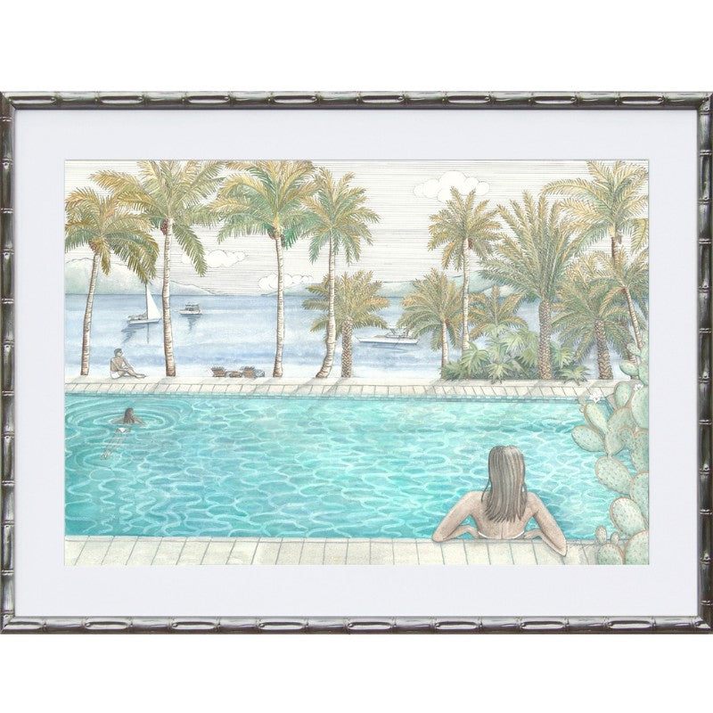 Poolside Bamboo Framed Wall Art | Hamptons Home