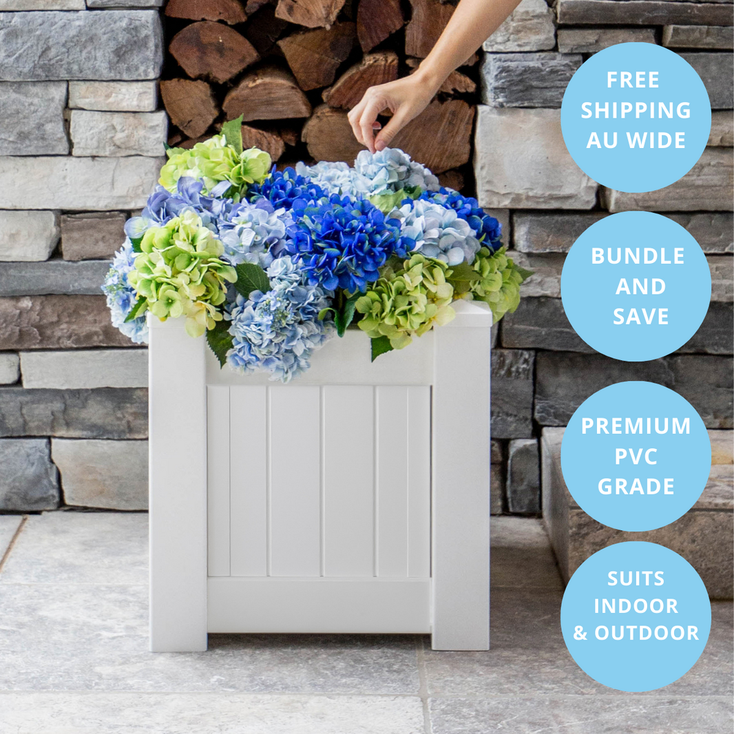 White Hamptons Style PVC Planter Box | Hamptons Home